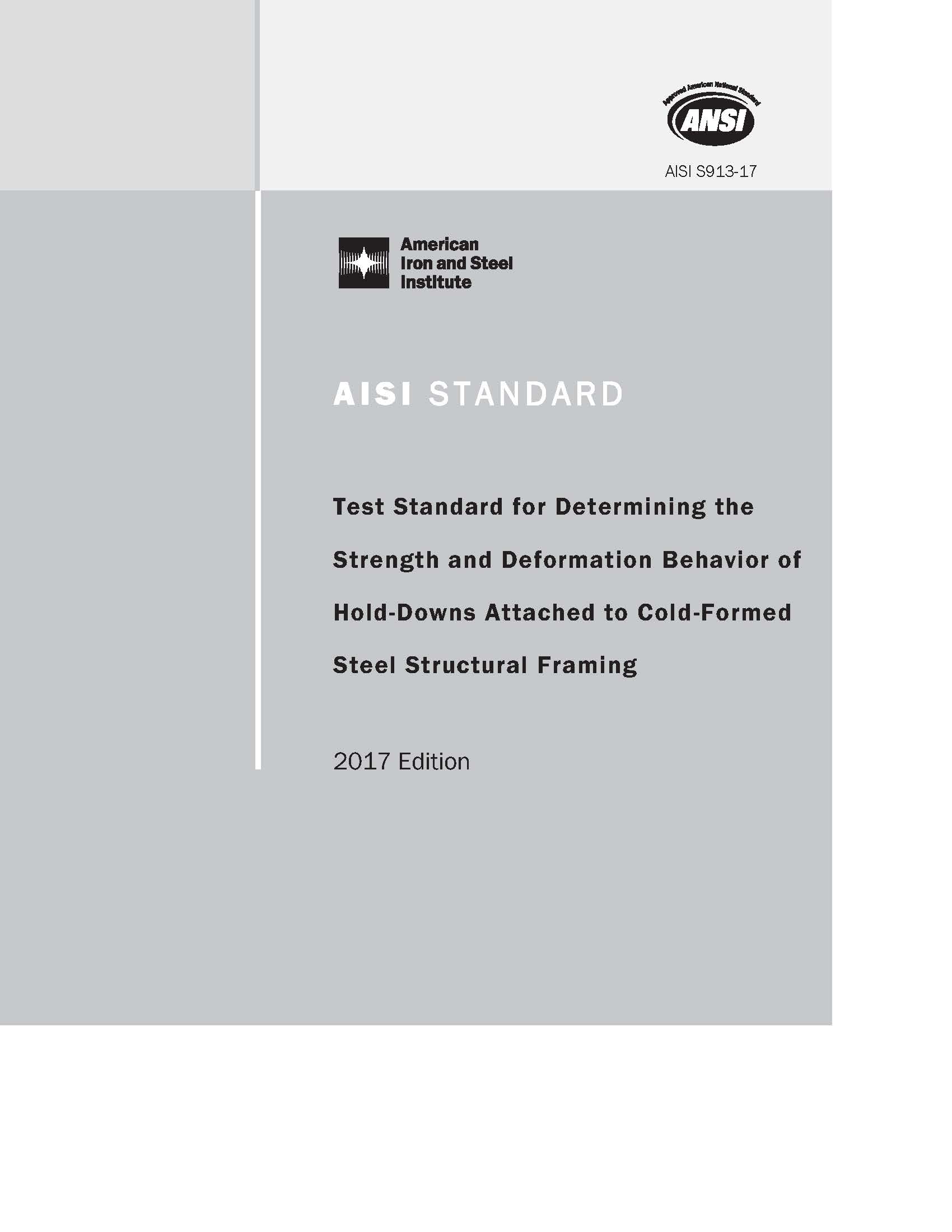 AISI Test Standards (S900-Series) - Build Using Steel